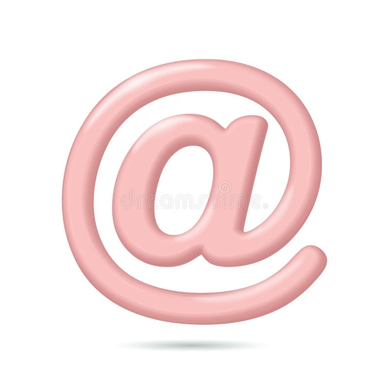 At Sign Social Media Notification. 3D Pink Glowing Account Name Symbol ...