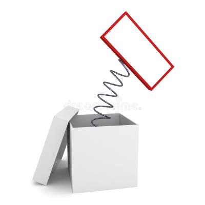 Sign Springing Out of a Box with Blank Copyspace Stock Illustration ...