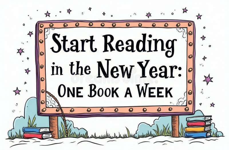 Sign Start Reading One Book a Week in the New Year at 19-12-2024 Stock ...
