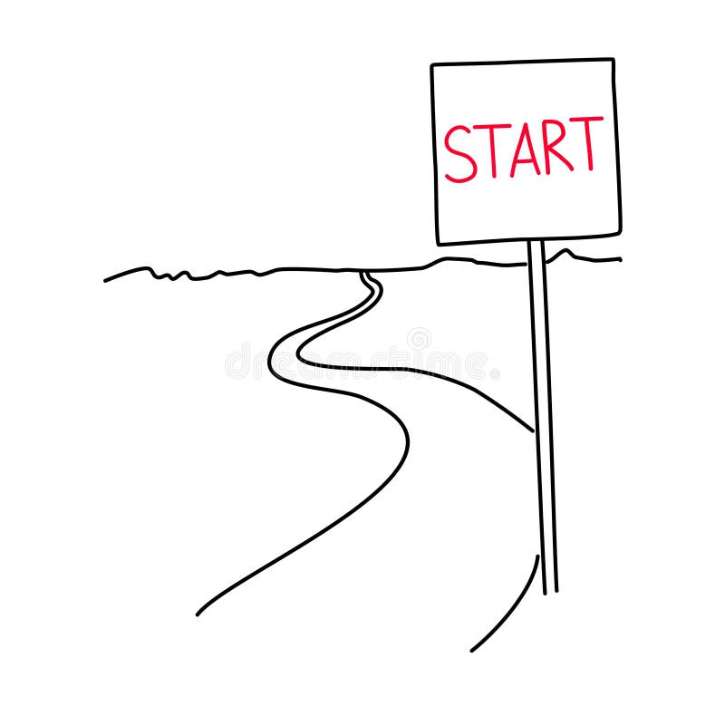 Sign Start on Road. Concept Stock Illustration - Illustration of ...