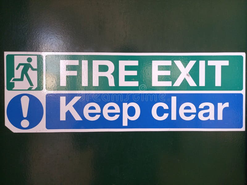 Fire Exit Keep Clear Warning Sign Stock Photo - Image of yellow, exit ...