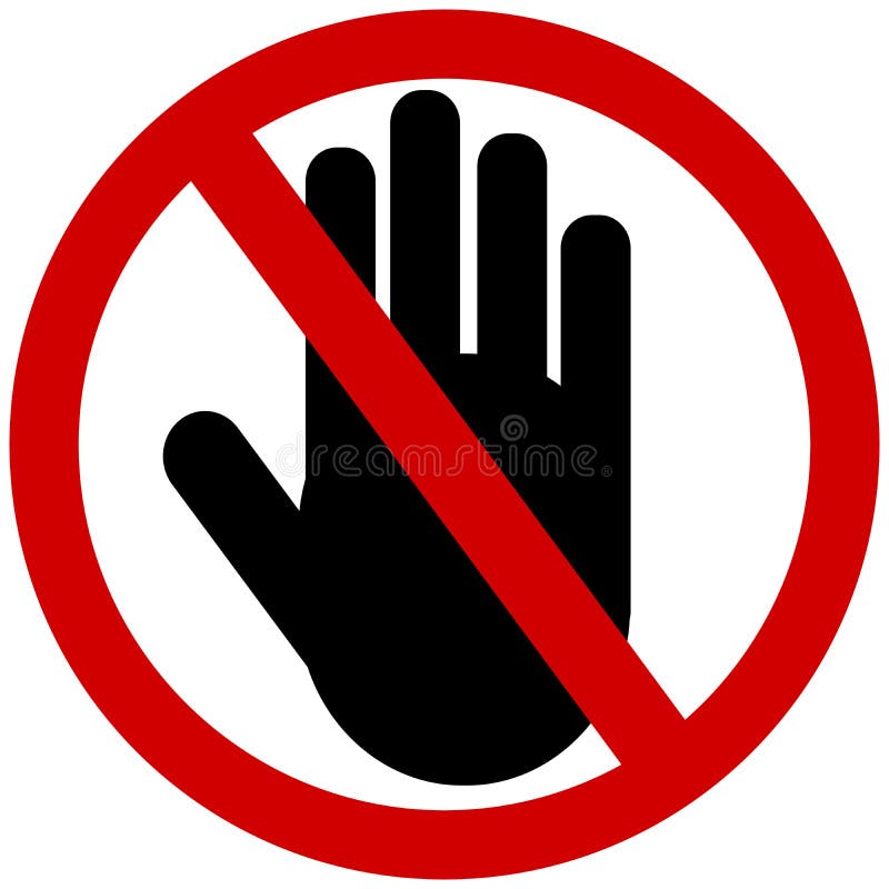 The Sign of the Stop or No Entry. Left Hand Palm in Crossed Out Red ...