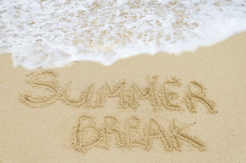 Sign Summer Break on the Sandy Beach Stock Photo - Image of horizontal ...
