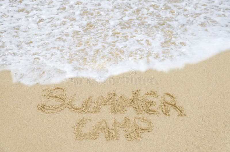 Sign Summer Camp on the Sandy Beach Stock Photo - Image of word, trip ...