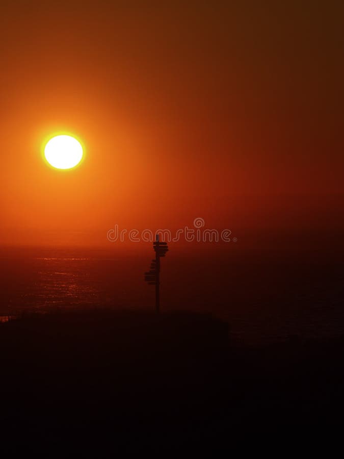 Sign with sunset stock image. Image of directional, outdoor - 61676063