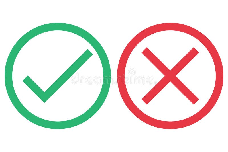 Right and Wrong Icon with Green and Red, Correct and Incorrect Symbol ...