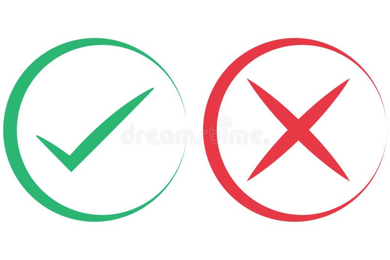 Right and Wrong Icon with Green and Red, Correct and Incorrect Symbol ...