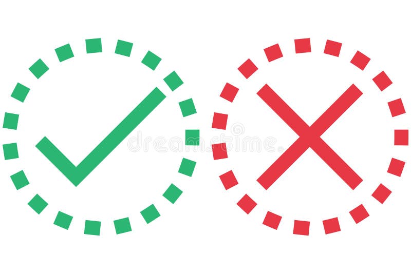 Right and Wrong Icon with Green and Red, Correct and Incorrect Symbol ...