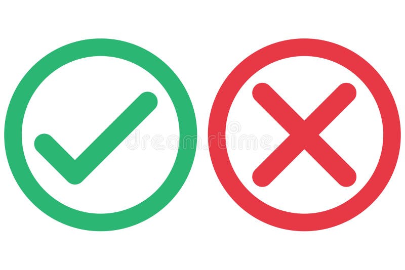 Right and Wrong Icon with Green and Red, Correct and Incorrect Symbol ...