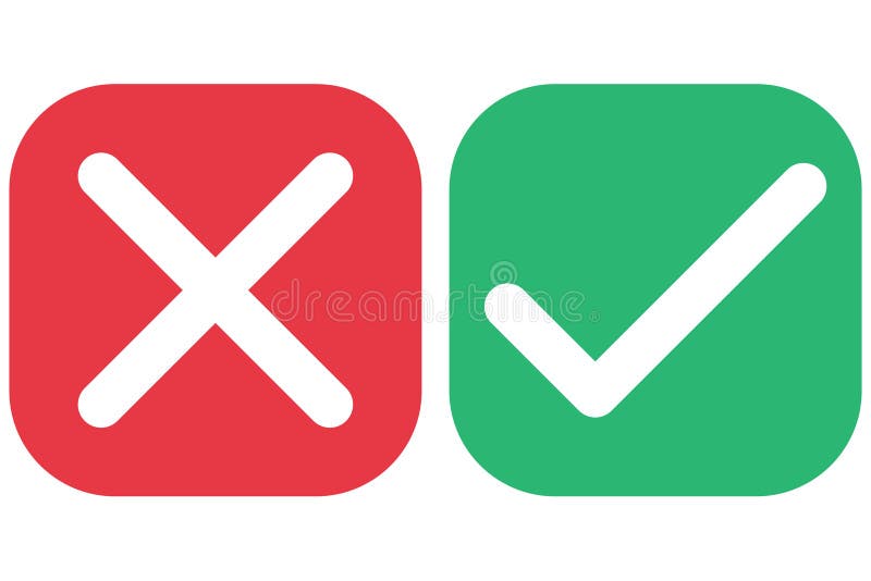 Right and Wrong Icon with Green and Red, Correct and Incorrect Symbol ...