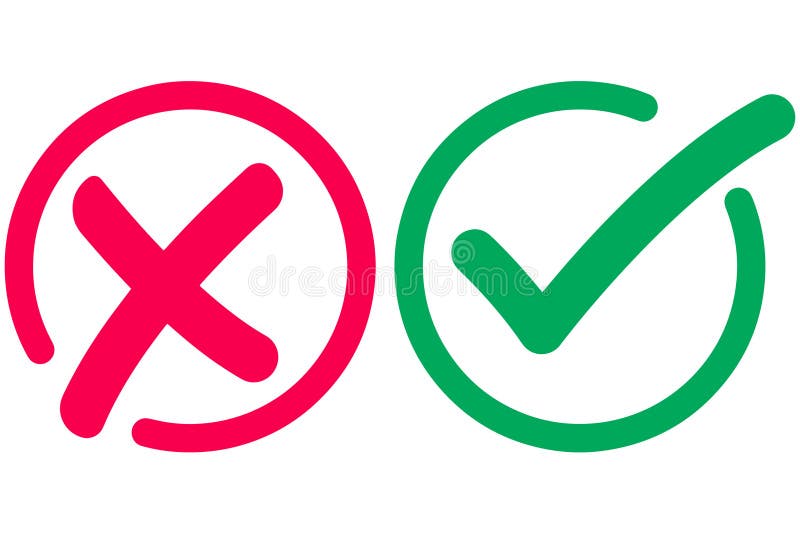 Right and Wrong Icon with Green and Red, Correct and Incorrect Symbol ...