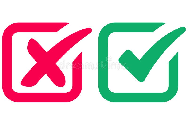 Right and Wrong Icon with Green and Red, Correct and Incorrect Symbol ...