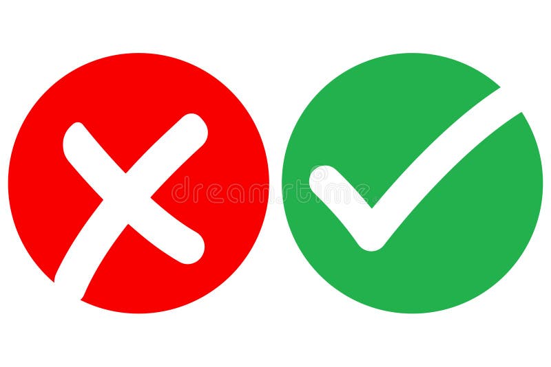 Right and Wrong Icon with Green and Red, Correct and Incorrect Symbol ...