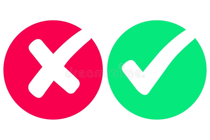 Right and Wrong Icon with Green and Red, Correct and Incorrect Symbol ...