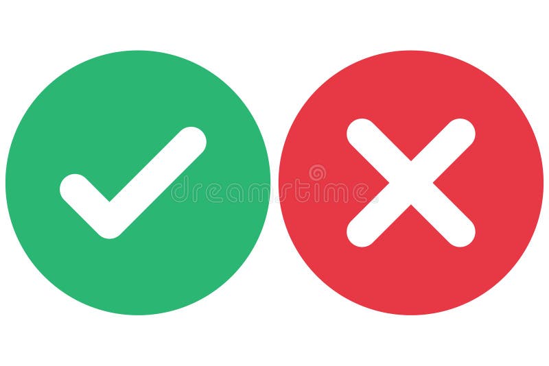 Right and Wrong Icon with Green and Red, Correct and Incorrect Symbol ...