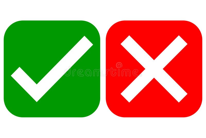 Right and Wrong Icon with Green and Red, Correct and Incorrect Symbol ...
