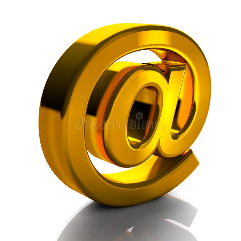 At Sign Symbol 3D Gold Color, 3d Render Isolated on White Background ...