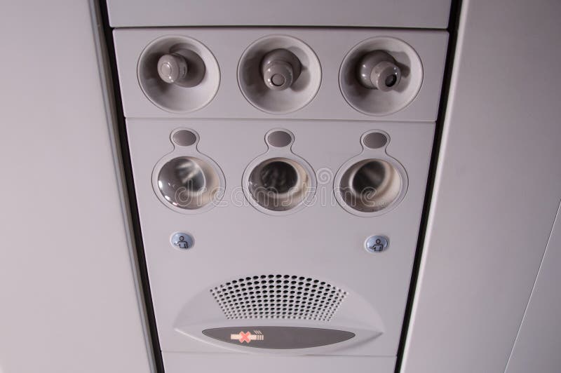 Sign, Symbol and Some Equipment Inside Airplane Stock Image - Image of ...