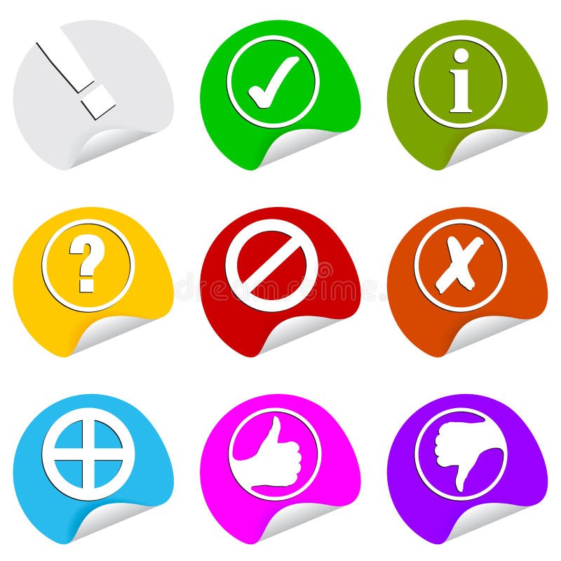 Sign Symbols, Round Stickers Stock Vector - Illustration of icon ...