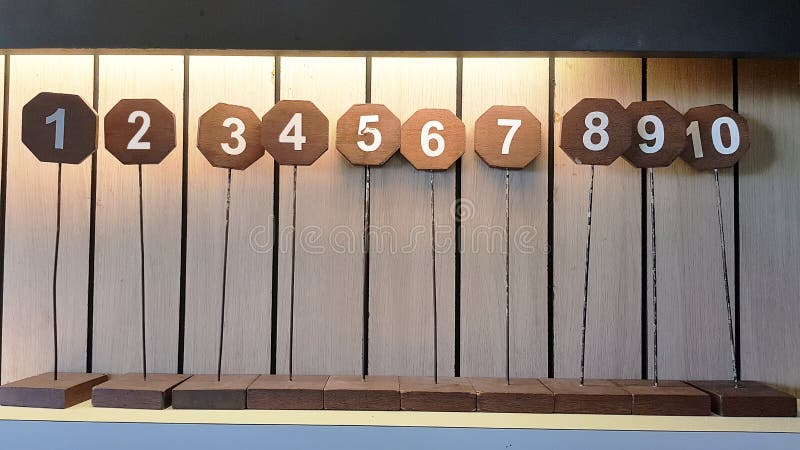 The Sign of Table Numbers that Arrayed 1 To 10 on Shelve in the ...