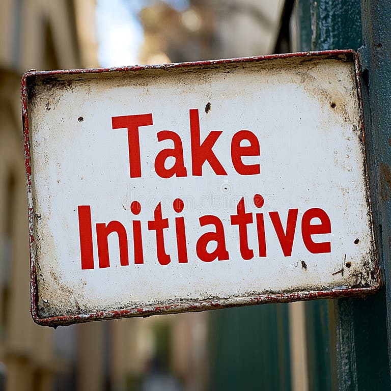 Sign with "Take Initiative" on a White Background Stock Illustration ...