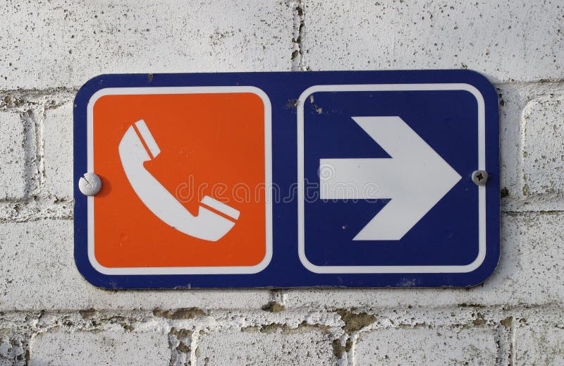 Sign, Telephone stock image. Image of booth, brick, assist - 50593