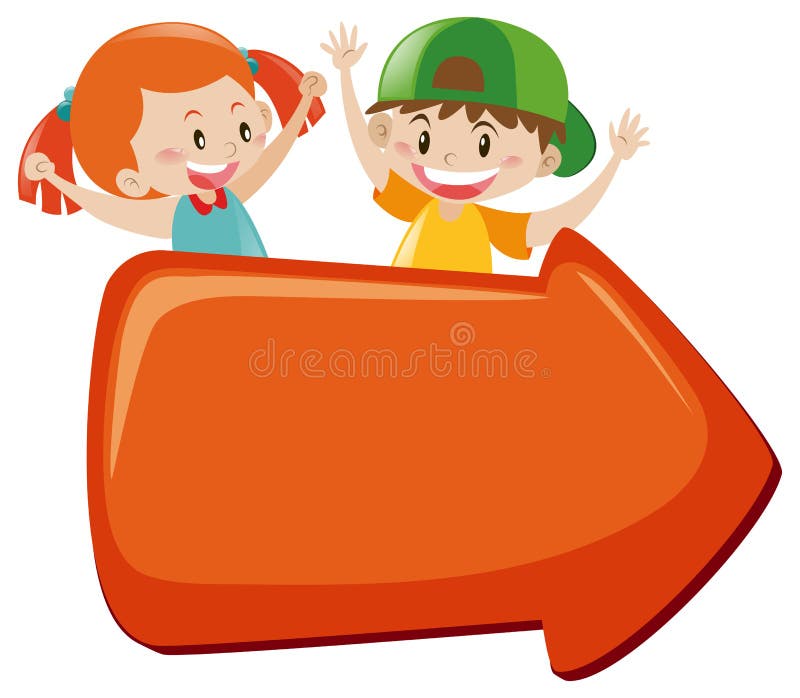Sign Template with Happy Children Stock Vector - Illustration of arrow ...