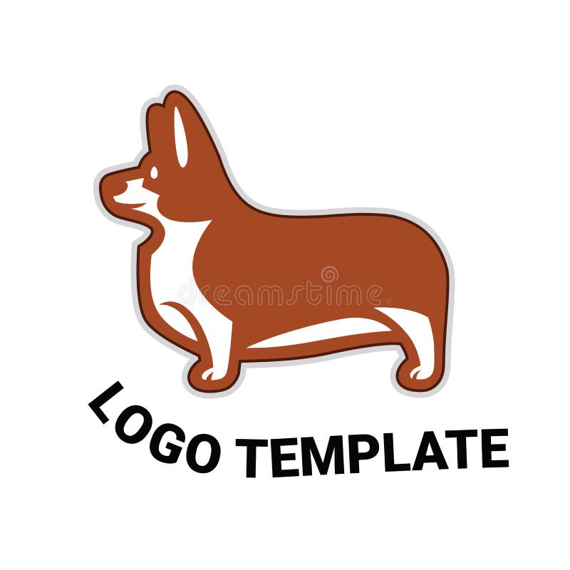 Sign Template with Welsh Corgi Standing in Profile Stock Vector ...