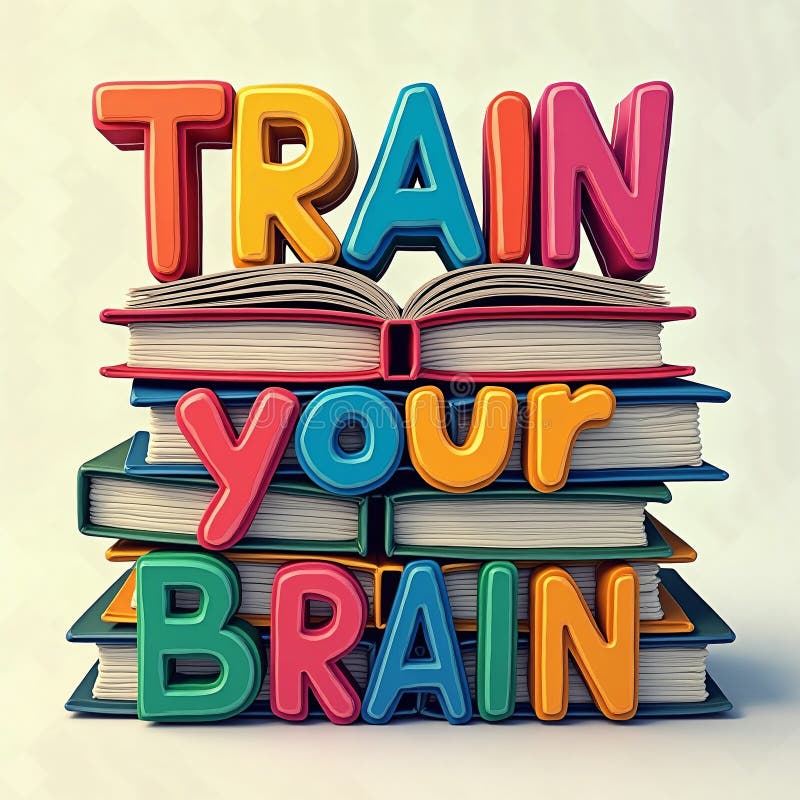 Sign Text Banner Train Brain Education Library Book Reading Learning ...