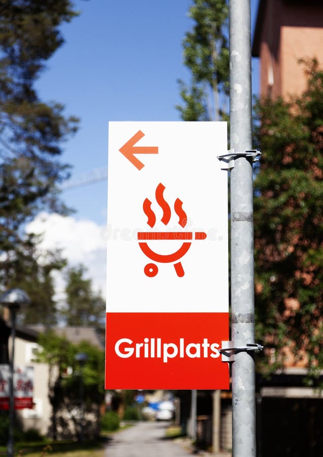 Sign with the Text Barbecue Place Stock Photo - Image of pole, umea ...