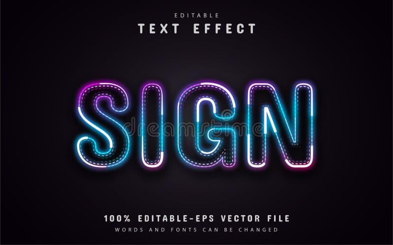 Sign Text Effect Neon Style Stock Vector - Illustration of electricity ...