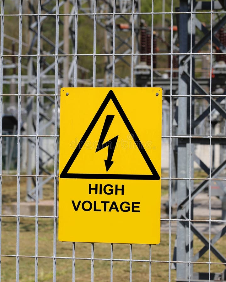Sign with the Text High Voltage with the Triangle and the Lightning ...