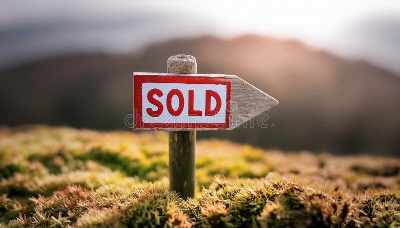 Sign with Text SOLD on Green Lawn. Sold Plot of Land Stock Illustration ...