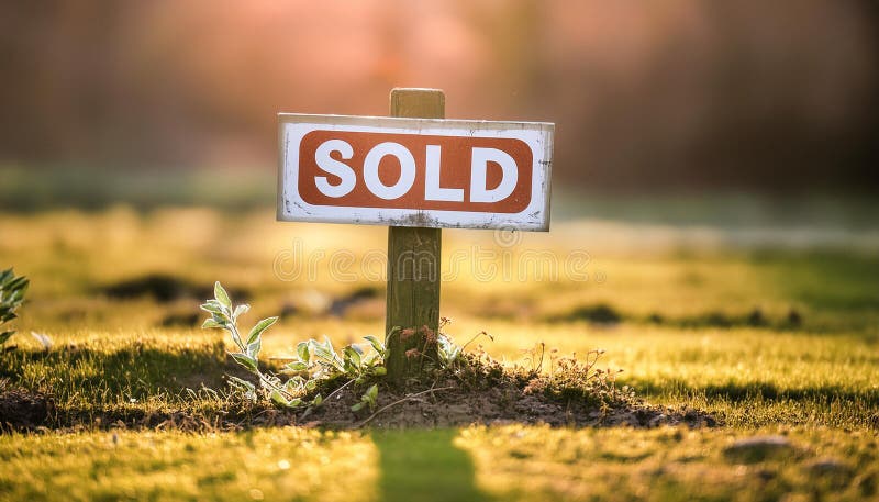 Sign with Text SOLD on Green Lawn. Sold Plot of Land Stock Illustration ...