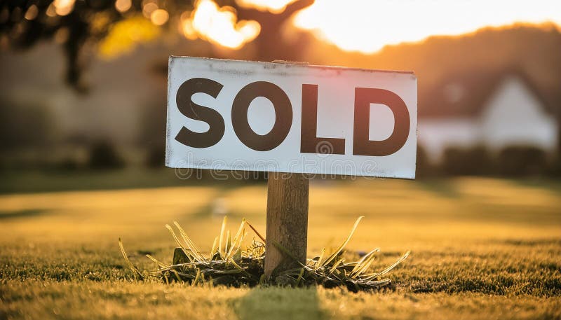 Sign with Text SOLD on Green Lawn. Sold Plot of Land Stock Illustration ...