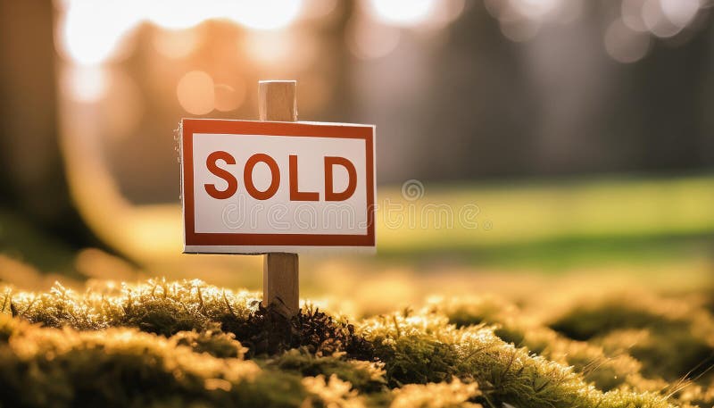Sign with Text SOLD on Green Lawn. Sold Plot of Land Stock Illustration ...