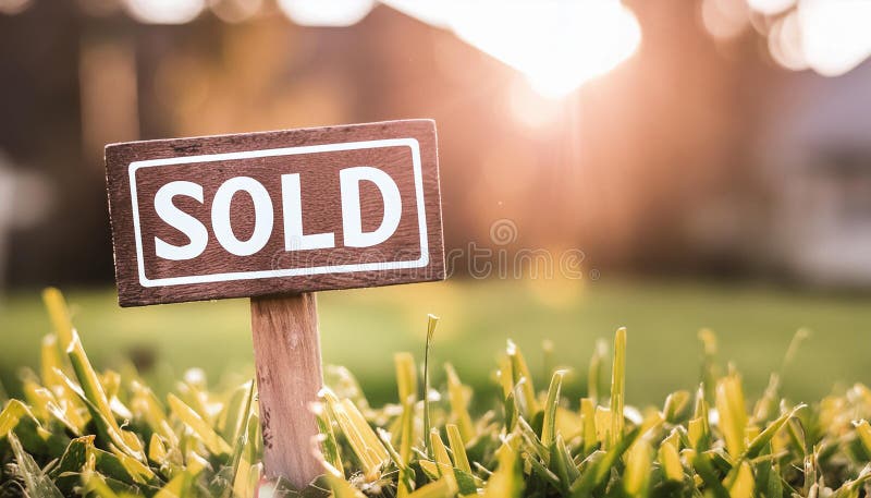 Sign with Text SOLD on Green Lawn. Sold Plot of Land Stock Illustration ...