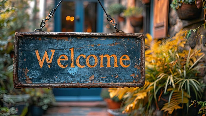 Sign with the Text Welcome in a Hotel. Stock Illustration ...