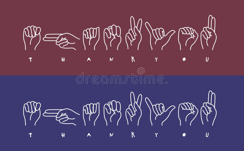 Deaf Sign Language Thank You Pictogram or Symbol Hand Gestures Stock ...
