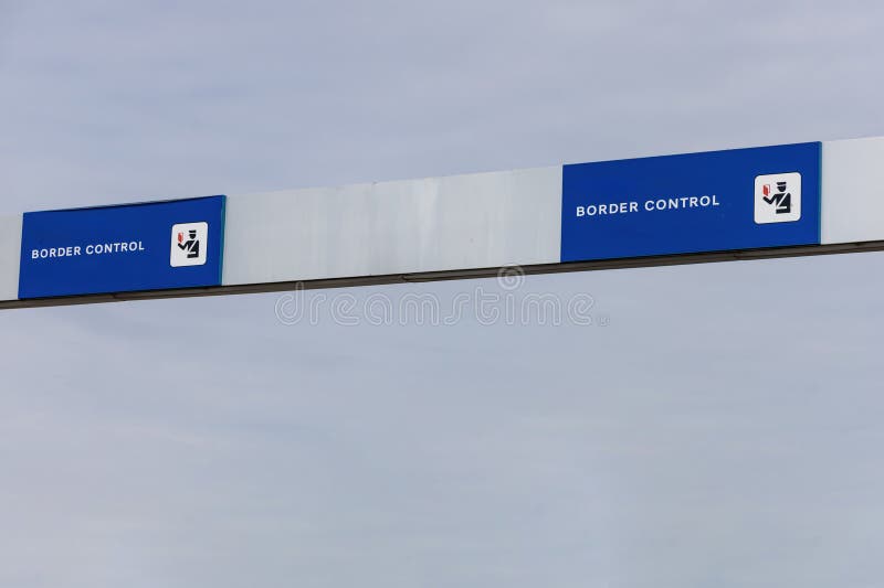 Sign in Three Languages Danish, English and German - Border Control ...