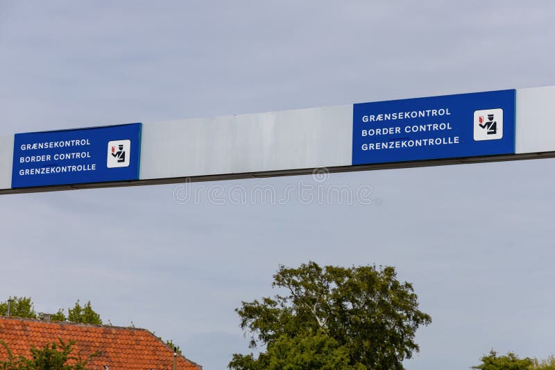 Sign in Three Languages Danish, English and German - Border Control ...