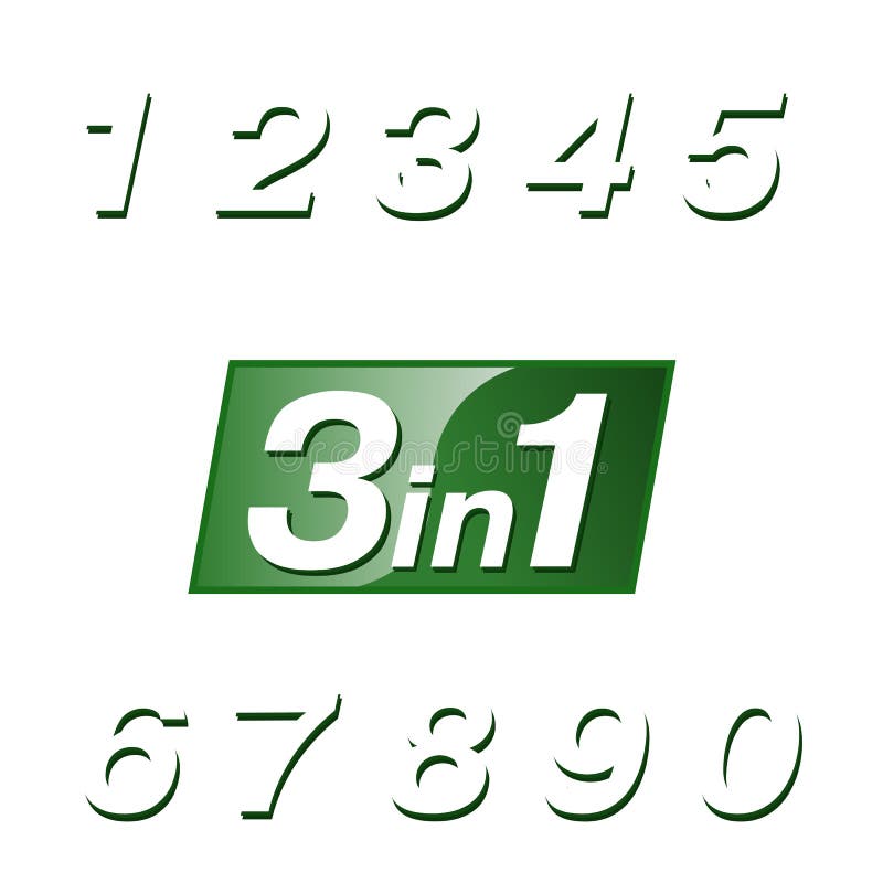 Sign Three-in-one on a Green Background Stock Vector - Illustration of ...