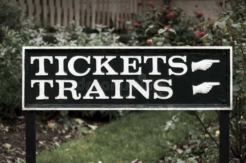 Sign for Tickets and Trains Stock Photo - Image of point, trains: 31915154