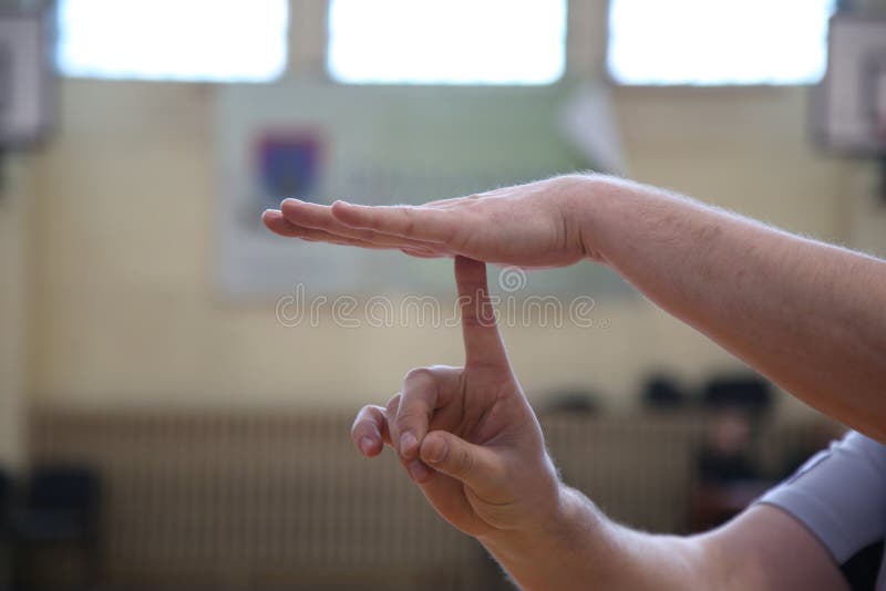 Sign of Time Out in Basketball Stock Photo - Image of judge, sports ...