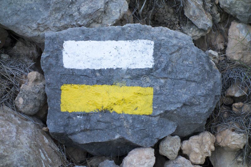 Sign To Follow a Path Painted Stock Photo - Image of sport, stone: 94929712