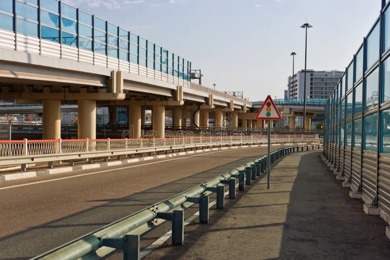 Sign Traffic Light Installed at the Junction of the New Highway Stock ...
