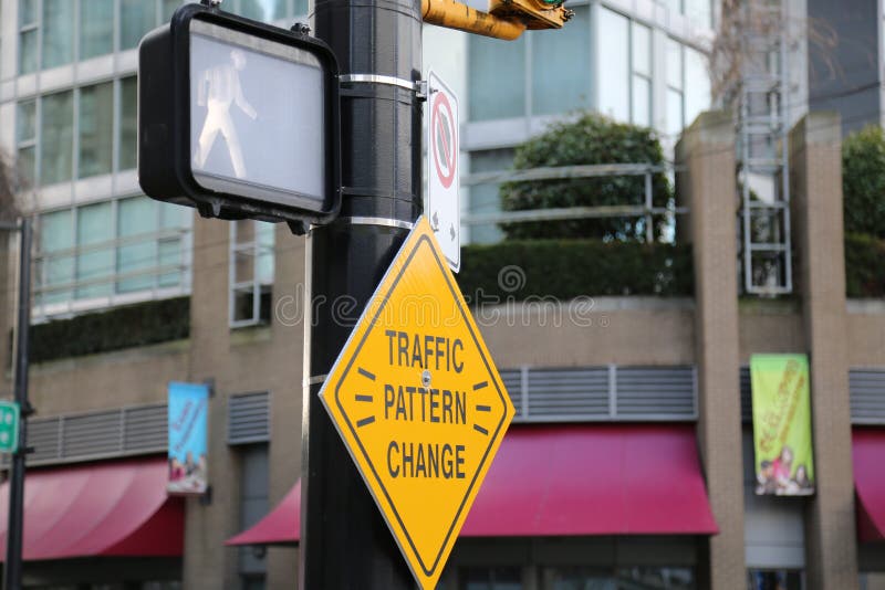 Sign Traffic Pattern Change Stock Image - Image of care, roadside: 87764407