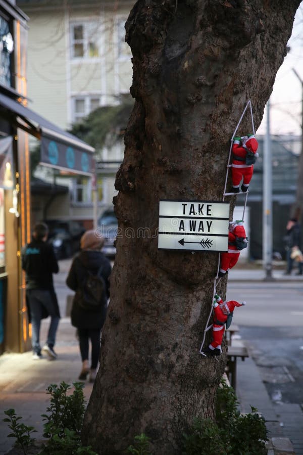 Sign on a Tree with a Take a Way Text Stock Image - Image of word ...