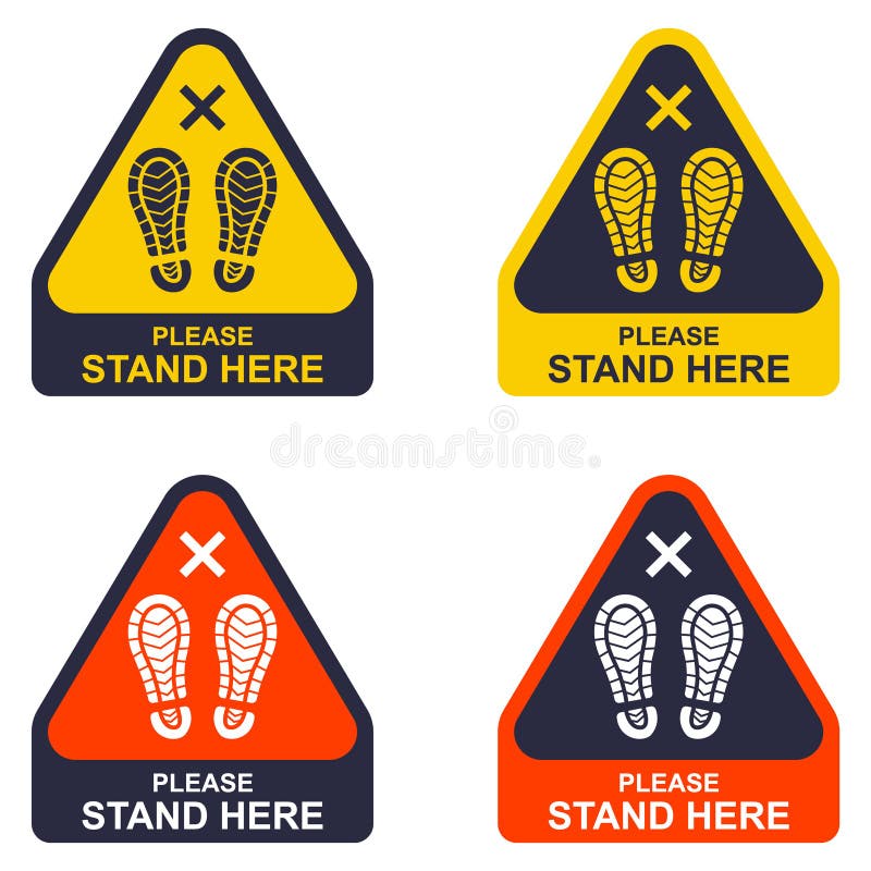 Sign in the Triangle Please Keep Your Distance. Stay Here Stock Vector ...