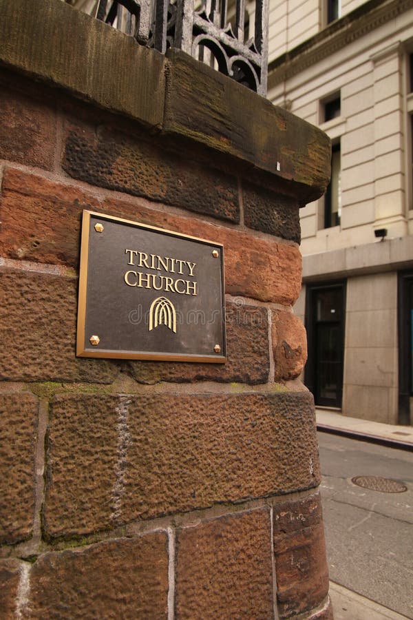 Sign for Trinity Church on a Stonewall Editorial Stock Image - Image of ...